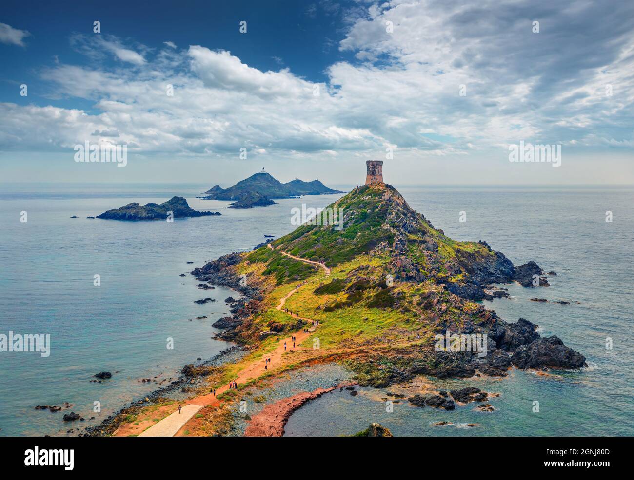 Exciting summer scene of popular tourist destination Torra di a Parata ...