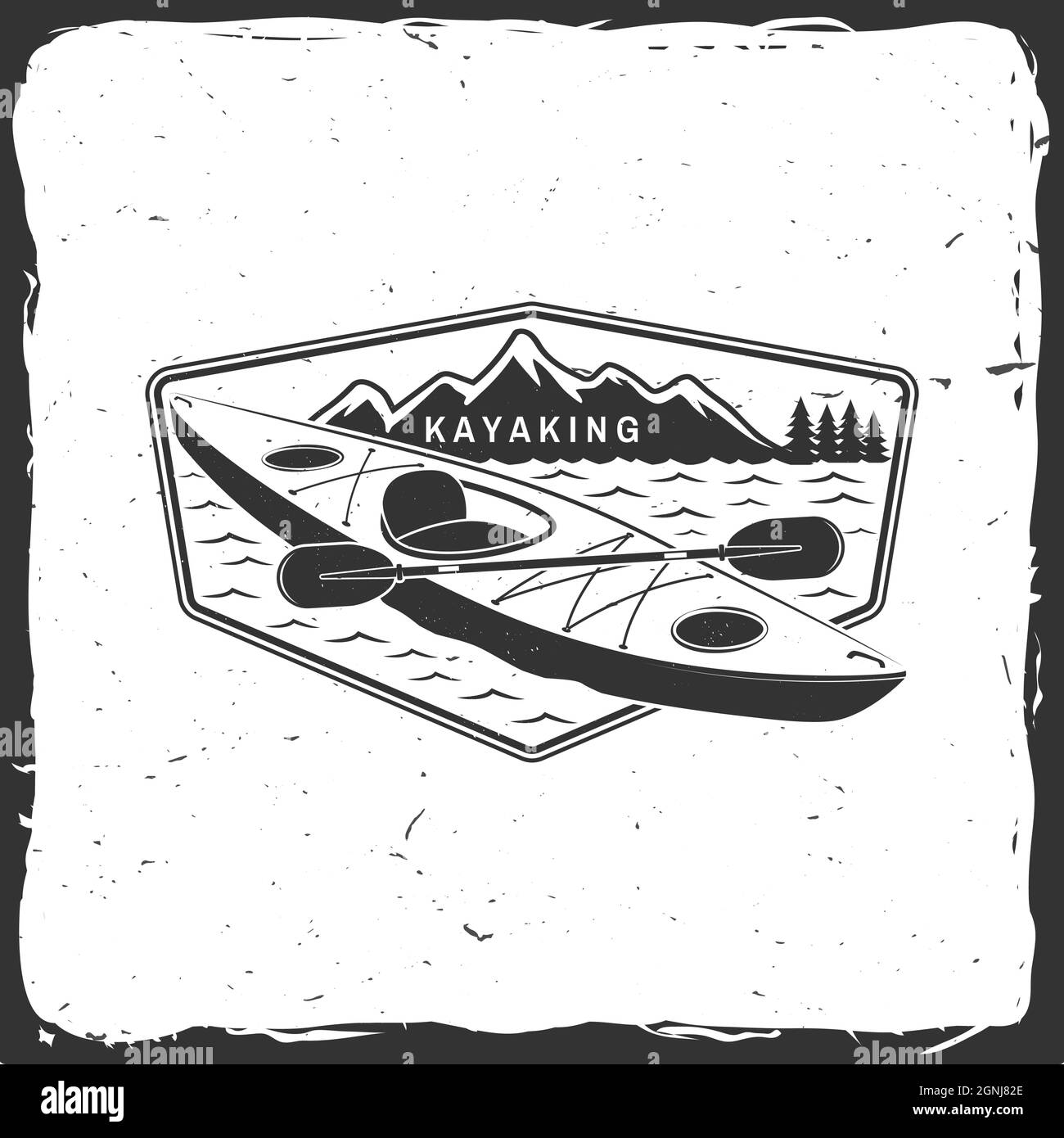 Kayaking. Outdoor adventure. Vector illustration. Concept for shirt or ...
