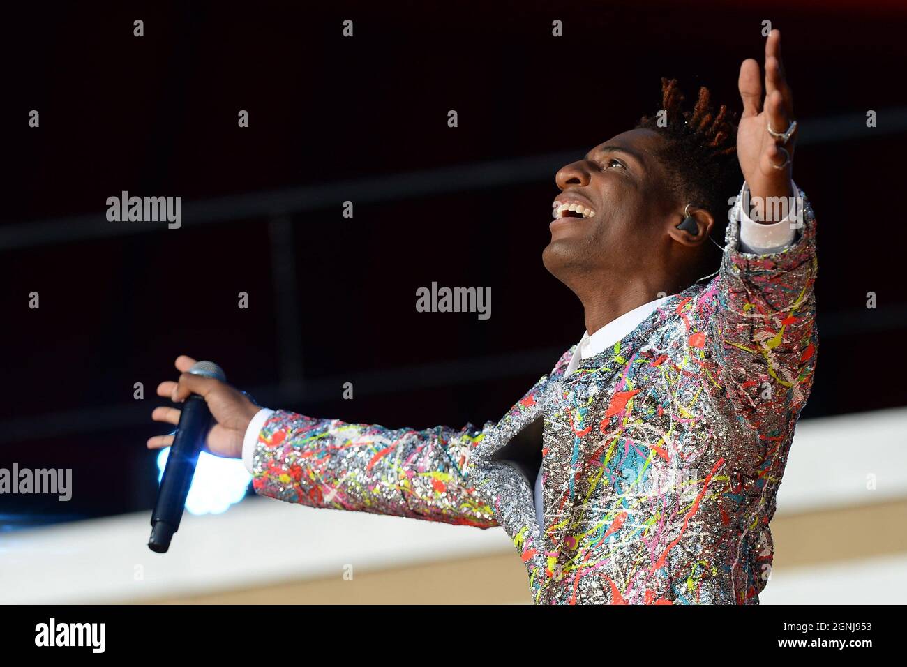 New York, NY, USA. 25th Sep, 2021. Jon Batiste on stage for Global ...