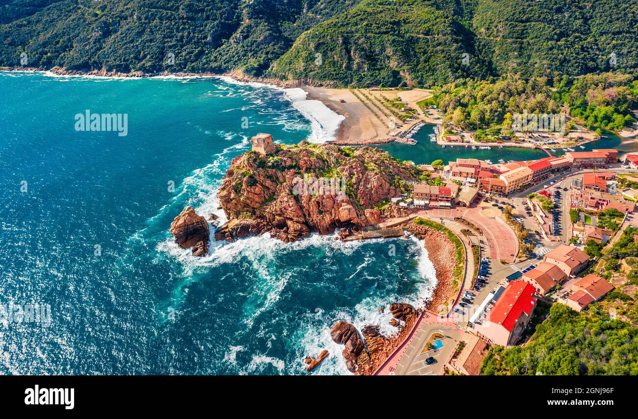View from flying drone. Incredible summer cityscape of Porto town with ...