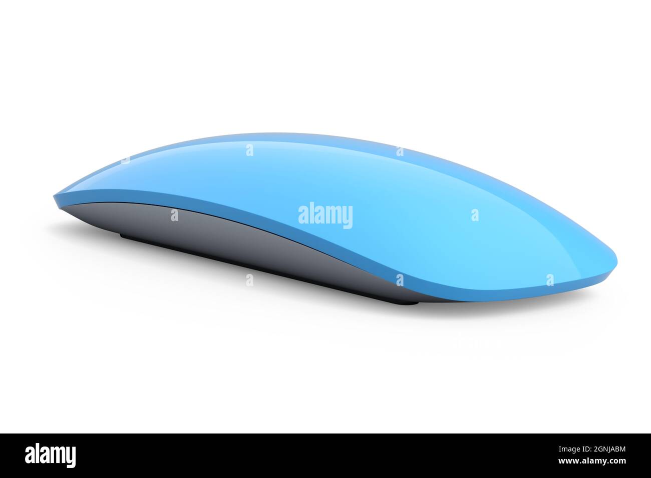 Realistic blue wireless computer mouse with touch isolated on white ...