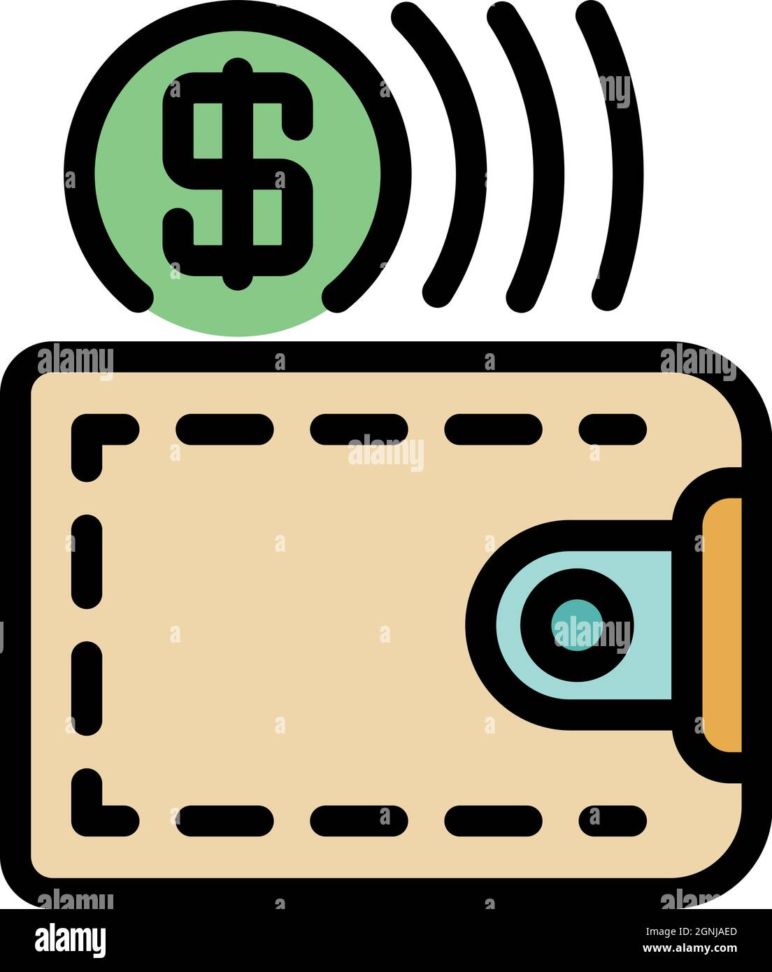 Wireless payment icon. Outline wireless payment vector icon color flat ...