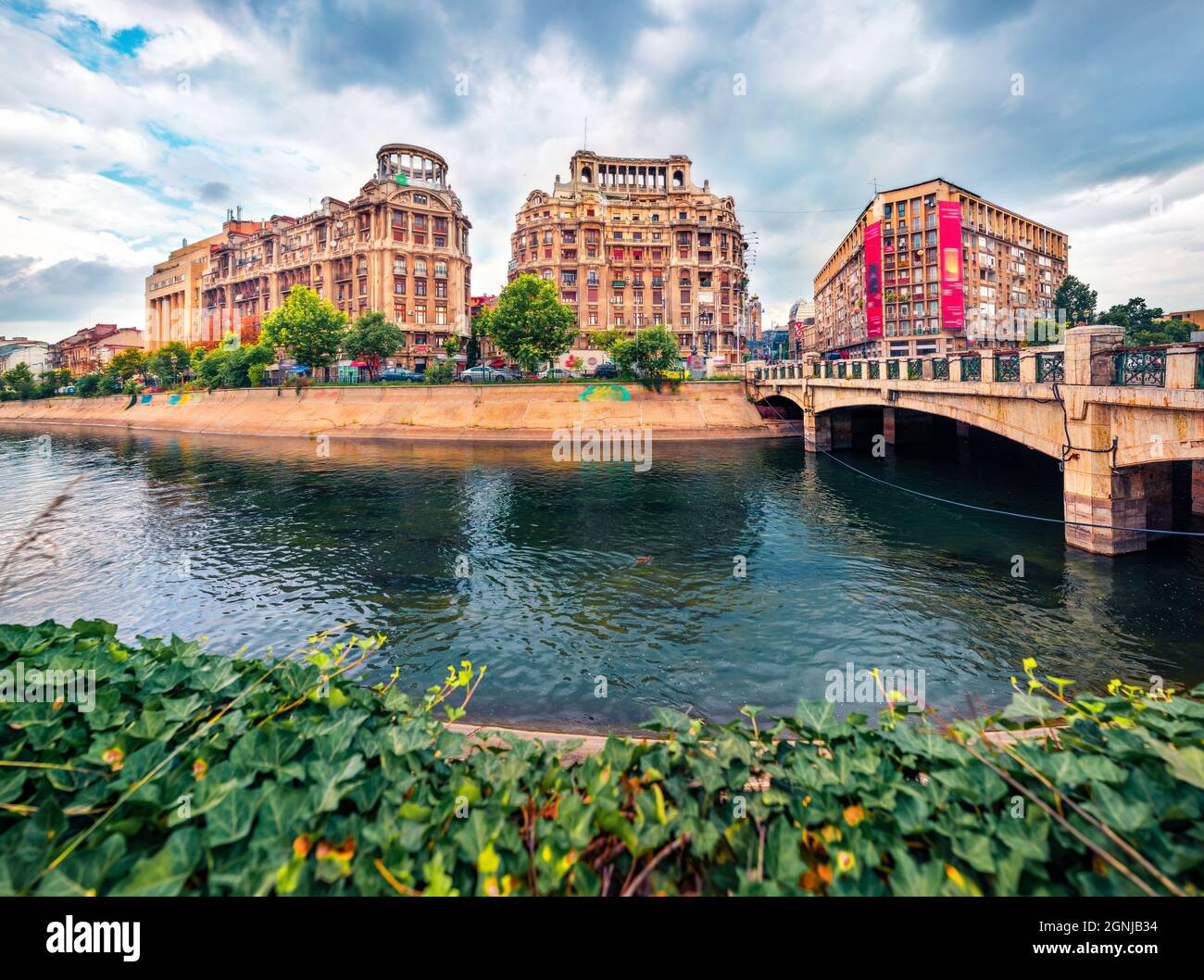 Beautiful morning cityscape of Bucharest city - capital of Romania ...