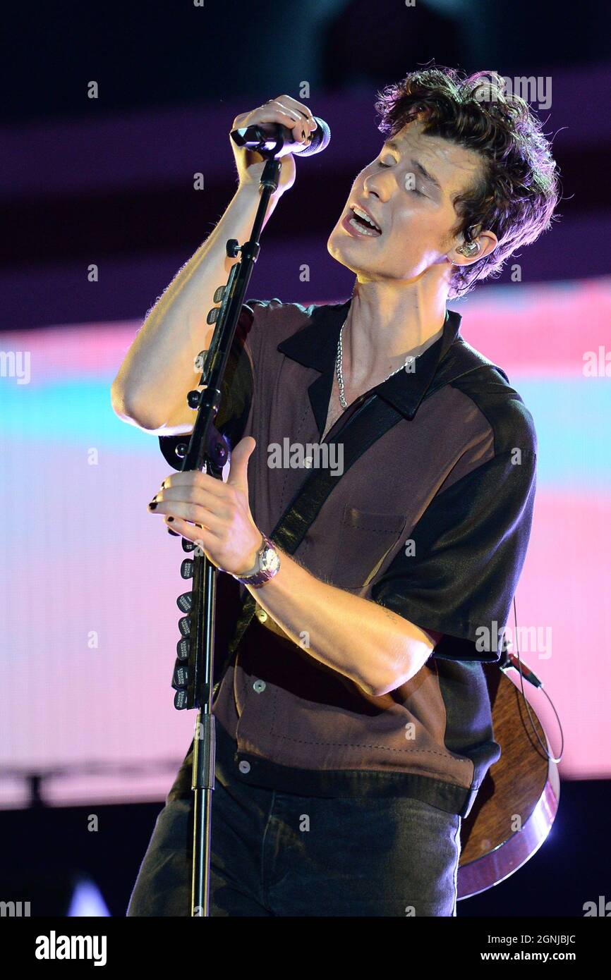 New York, NY, USA. 25th Sep, 2021. Shawn Mendes on stage for Global ...