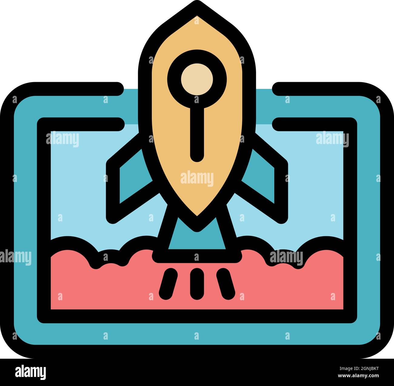 Launch project icon. Outline launch project vector icon color flat ...