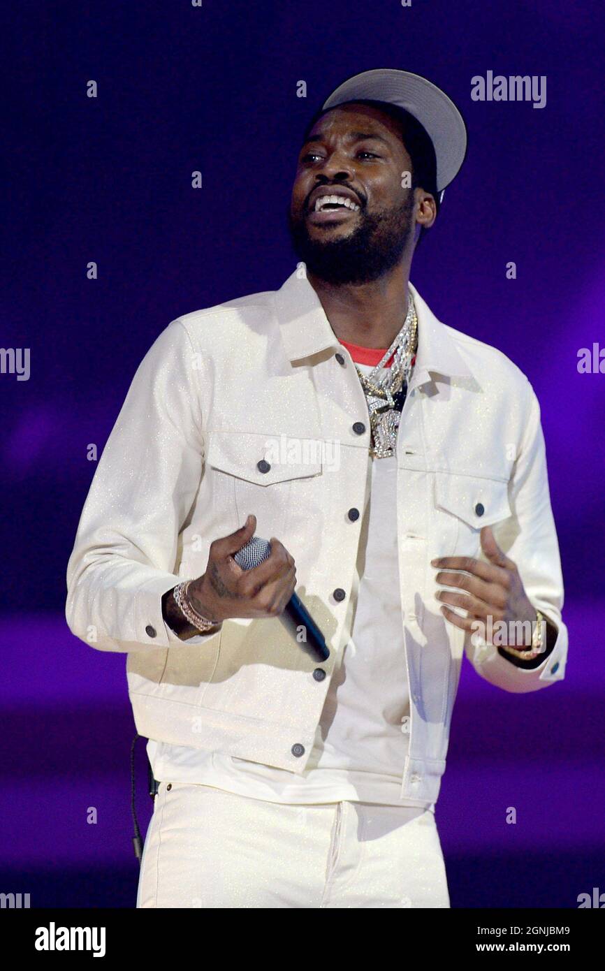 Meek Mill on stage for Global Citizen Concert 2021 NYC, The Great Lawn ...