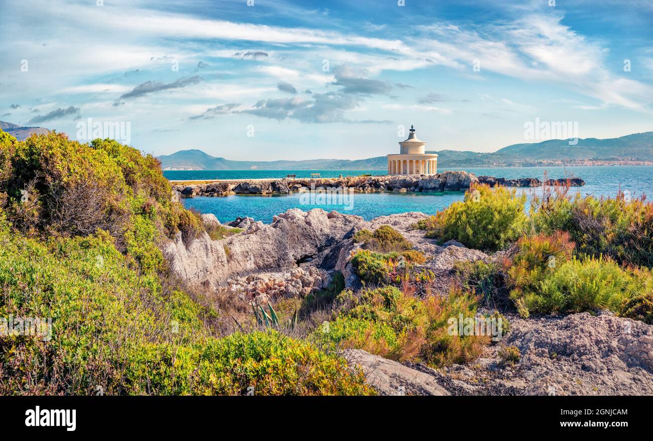 Captivating spring view of Saint Theodore lighthouse. Sunny morning ...