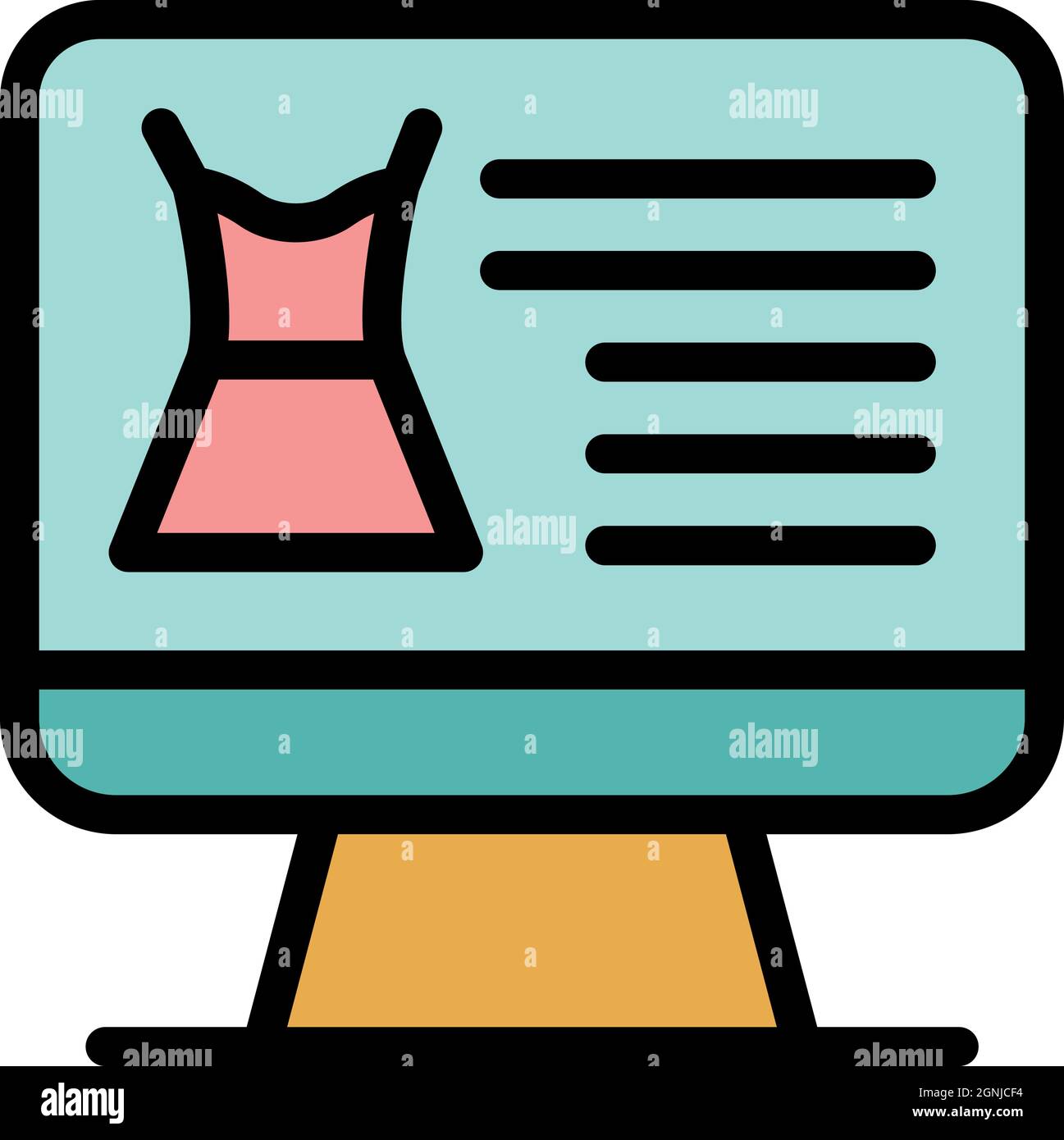 Online shop icon. Outline online shop vector icon color flat isolated ...