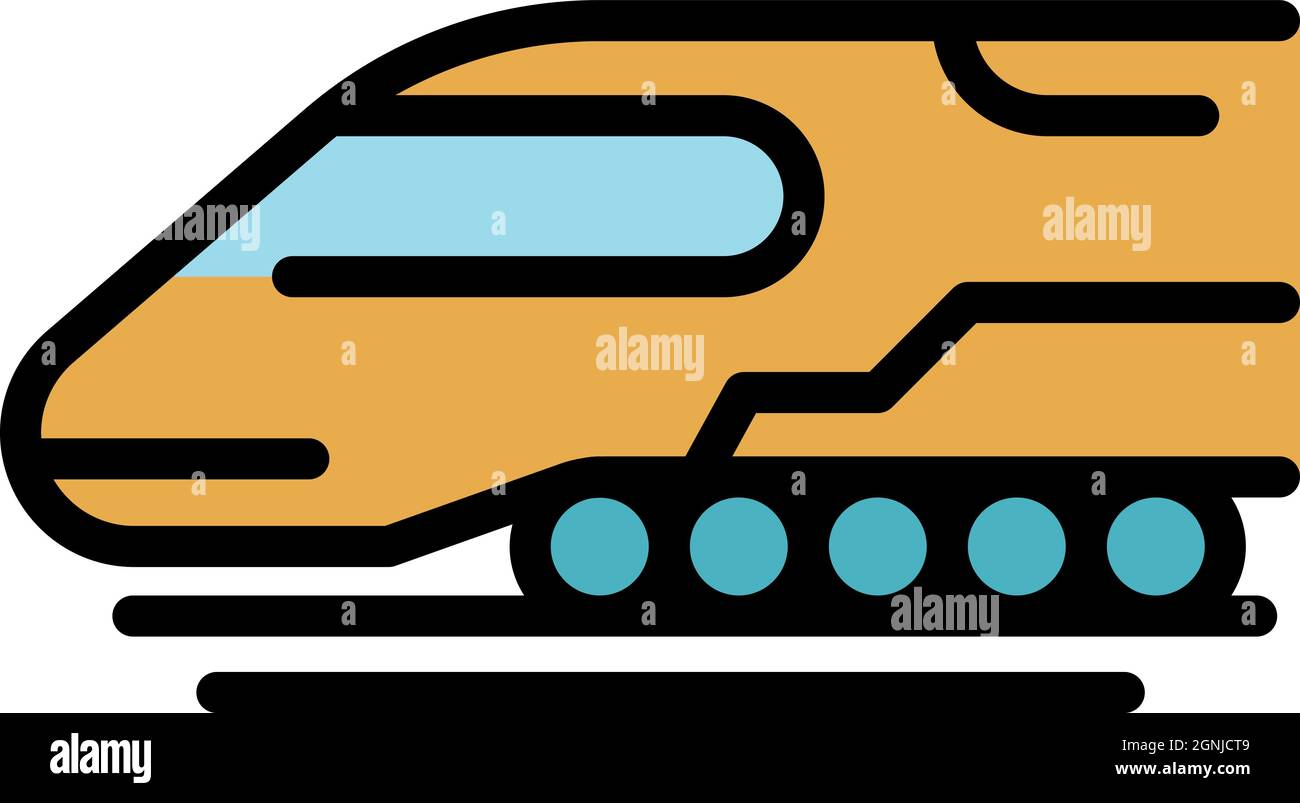 Fast train icon. Outline fast train vector icon color flat isolated ...