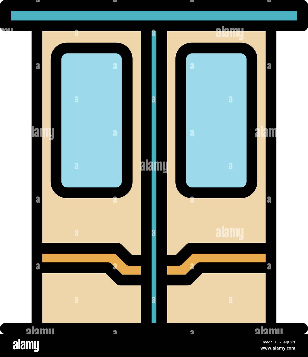 Train doors icon. Outline train doors vector icon color flat isolated ...