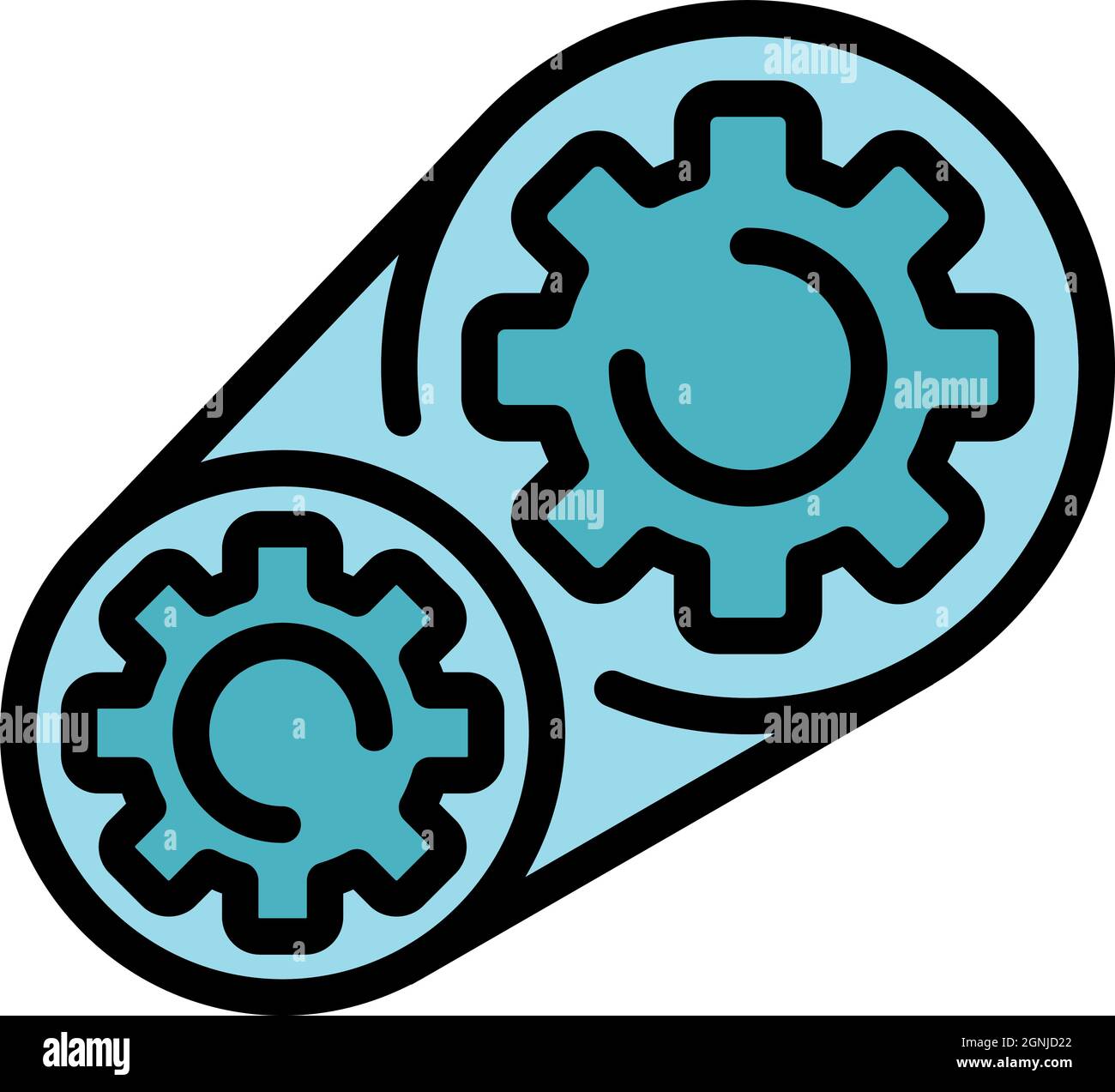 Motor gear wheels icon. Outline motor gear wheels vector icon color ...