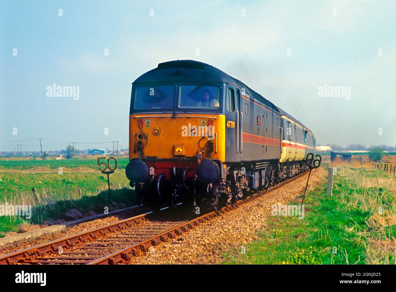 A Class 47 diesel locomotive number 47701 working in top and tail with ...