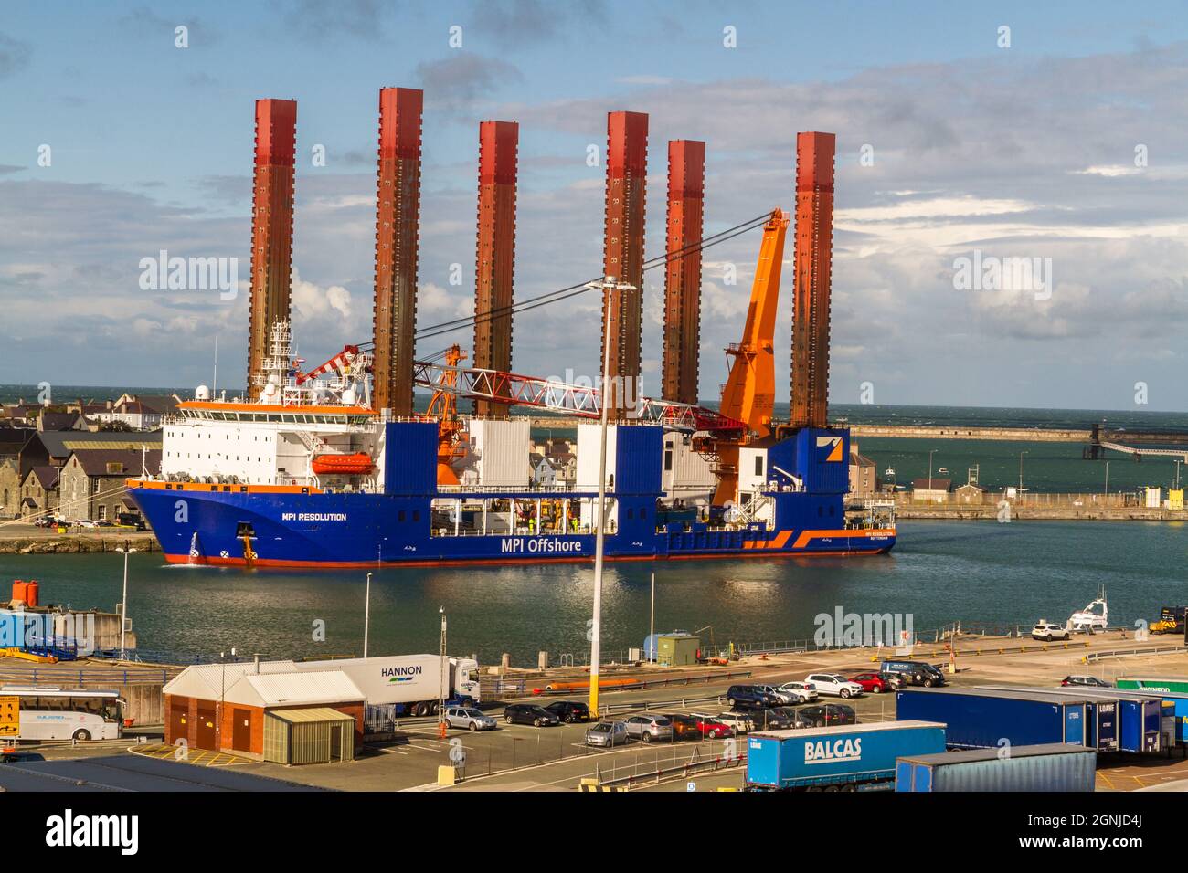 Holyhead, Wales – October 6 2020: wind turbine installation vessel ...