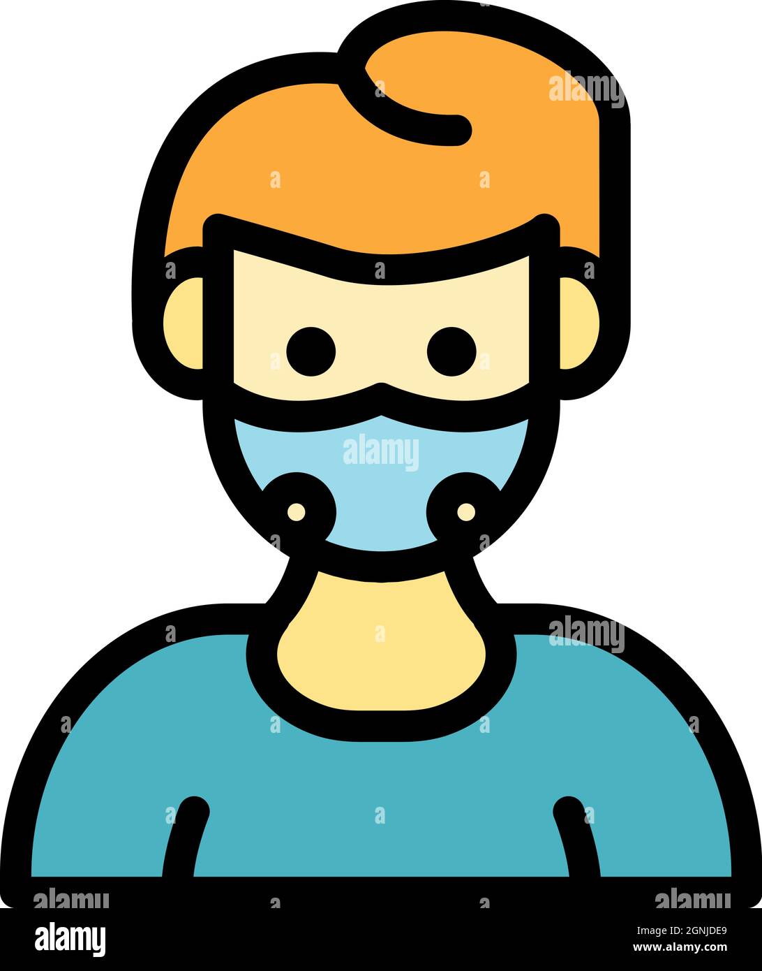 Boy with mask icon. Outline boy with mask vector icon color flat ...