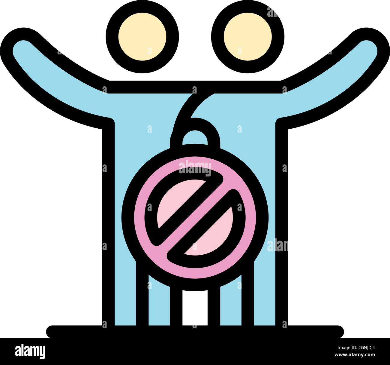 No hugs icon. Outline no hugs vector icon color flat isolated Stock ...