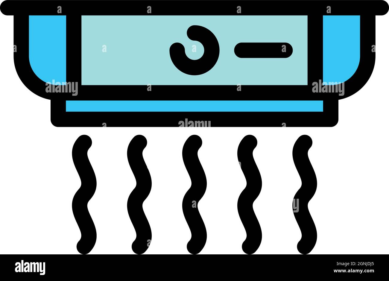Air conditioner and waves icon. Outline air conditioner and waves ...