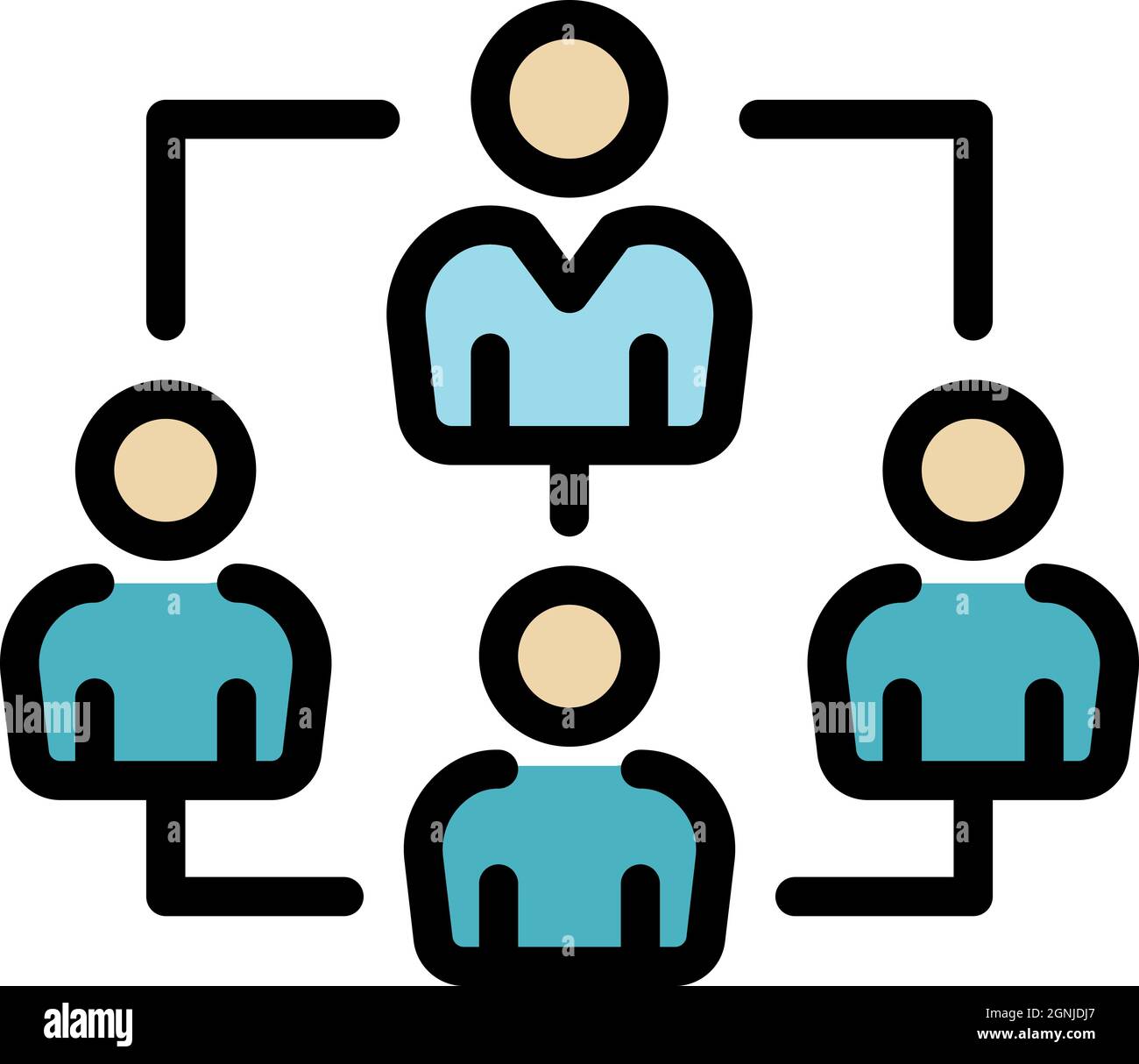 Work team icon. Outline work team vector icon color flat isolated Stock ...