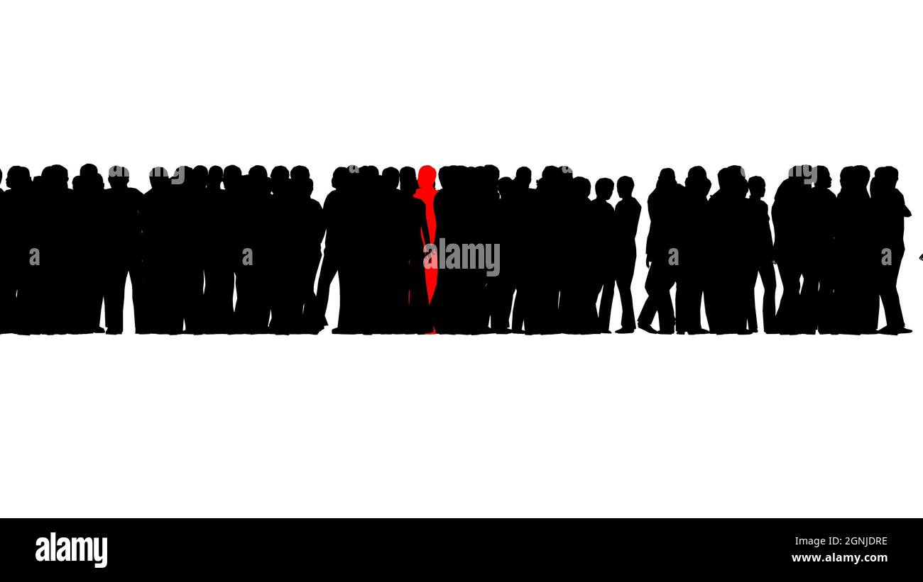 Black Silhouettes of people and one red Teamwork concept Business ...