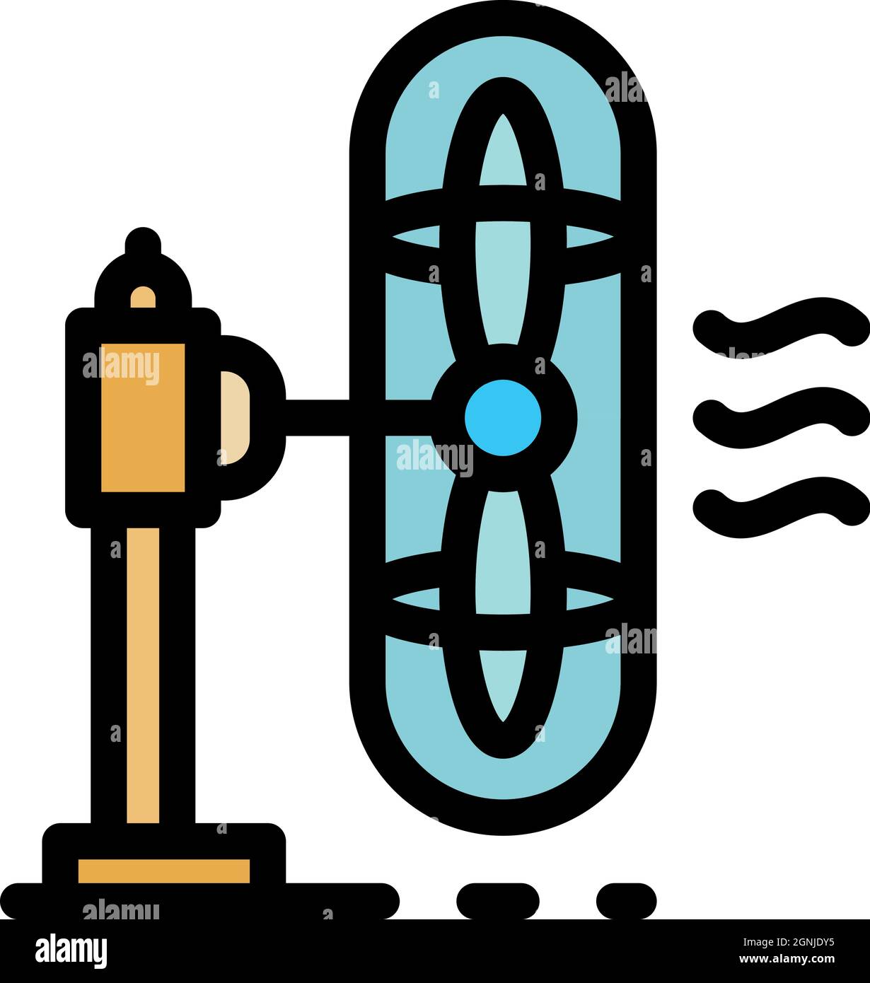 Table fan side view icon. Outline table fan side view vector icon color ...