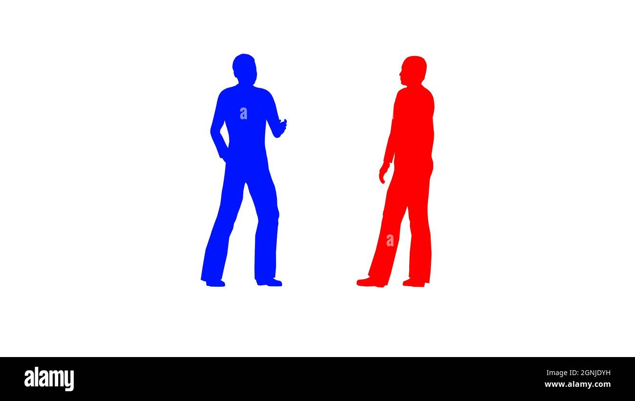 Red blue people silhouettes Business person on white 3d render Stock ...