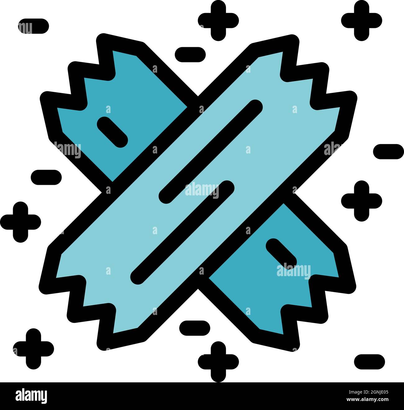 Adhesive plaster cross icon. Outline adhesive plaster cross vector icon ...