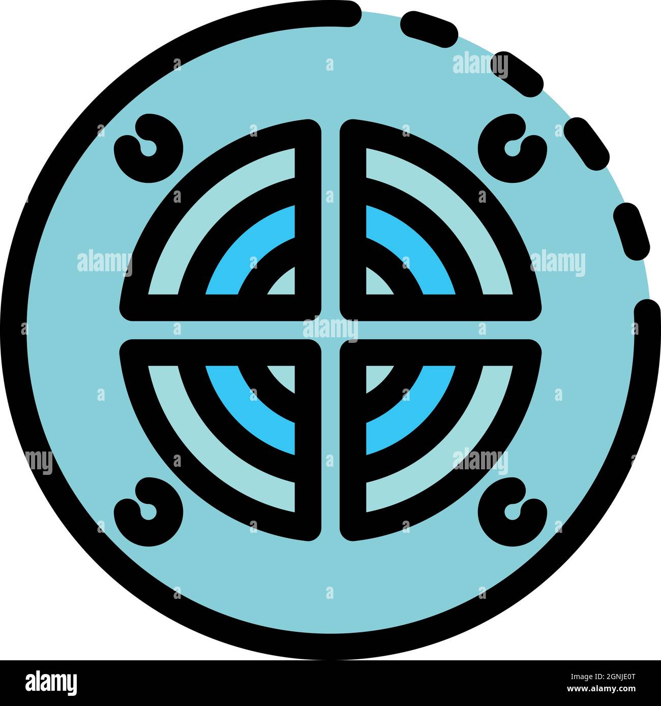 Round ventilation grate icon. Outline round ventilation grate vector icon color flat isolated ...