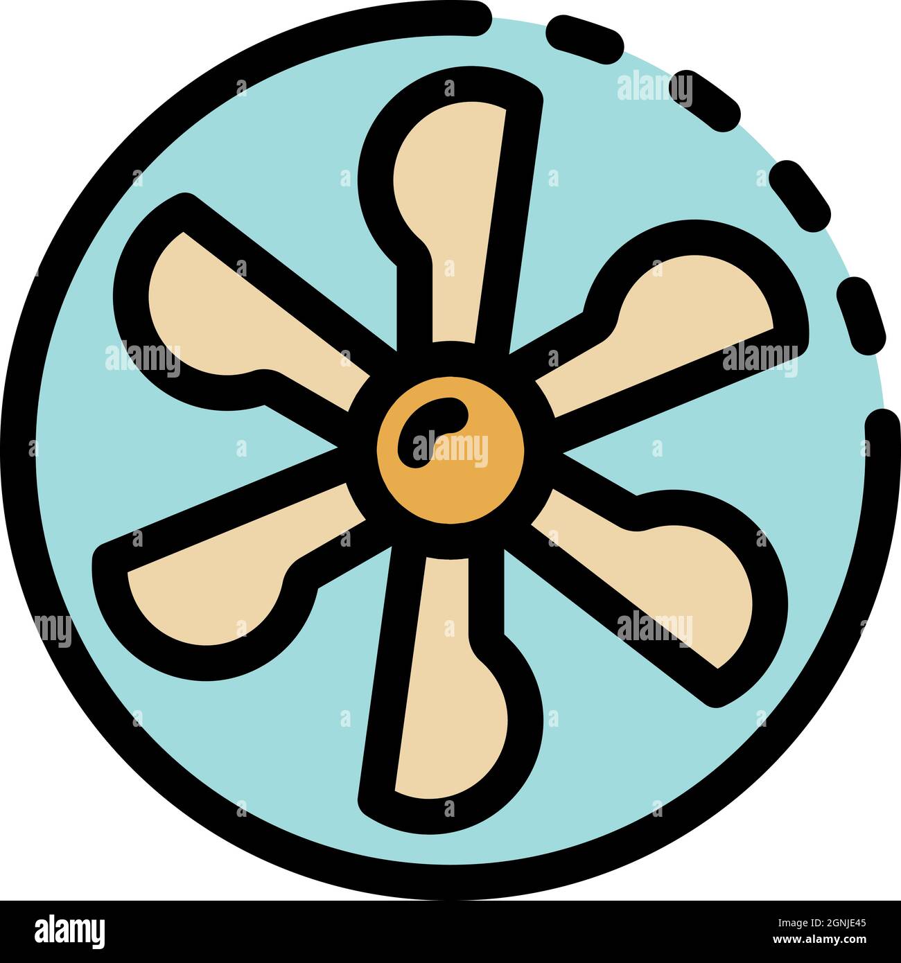 Fan blades in a circle icon. Outline fan blades in a circle vector icon ...