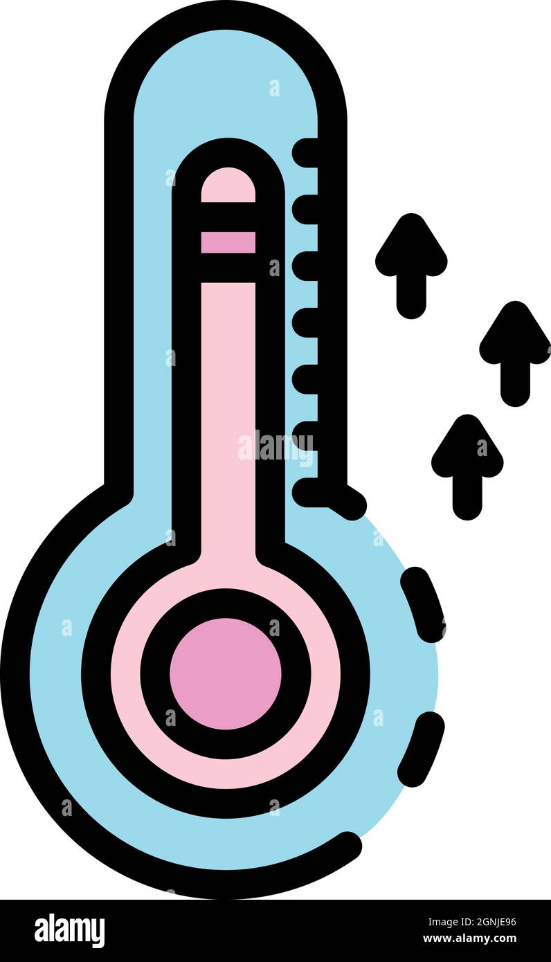 Raise temperature icon. Outline raise temperature vector icon color ...