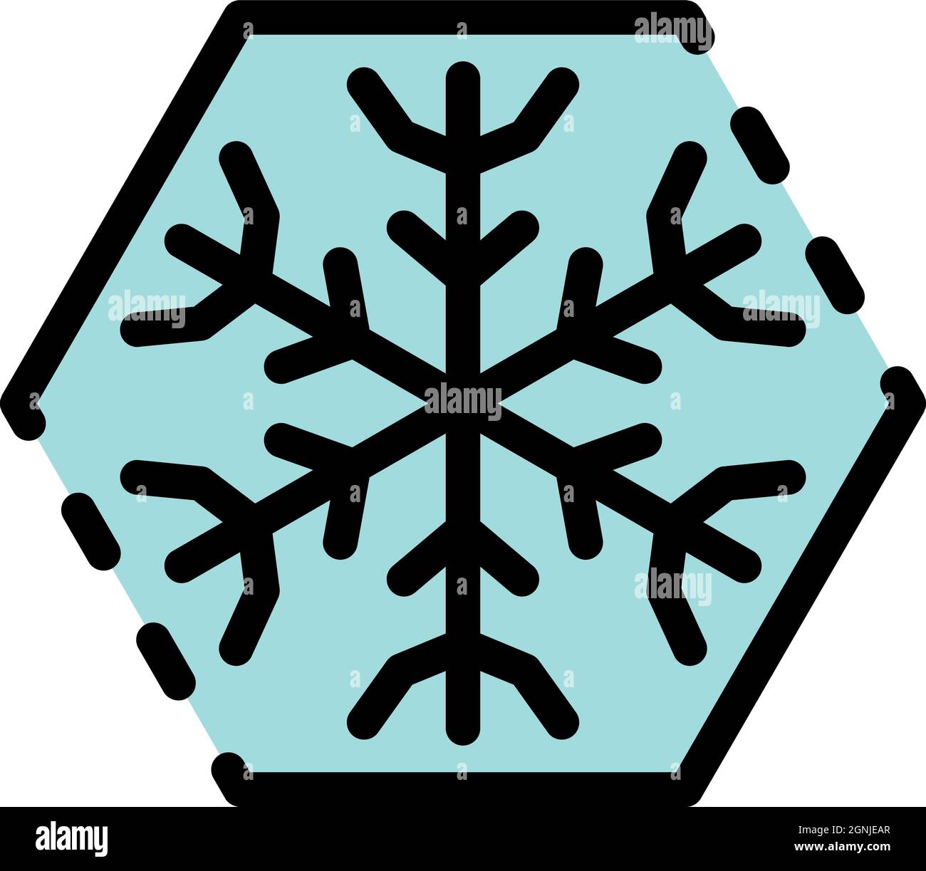 Snowflake in a hexagon icon. Outline snowflake in a hexagon vector icon ...