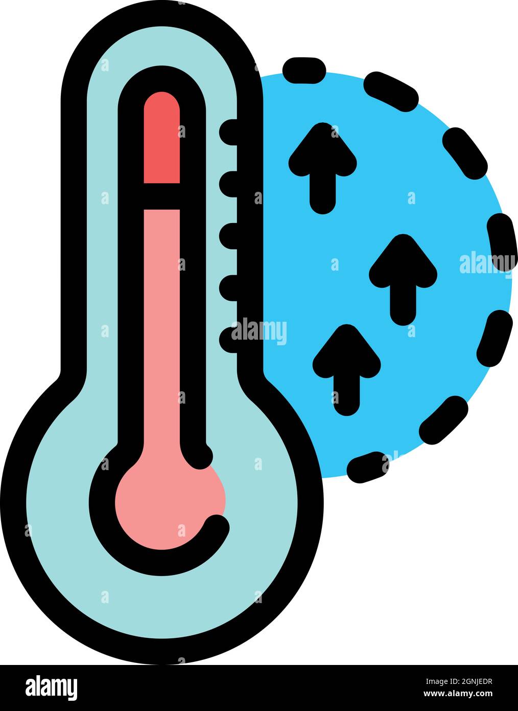 Rise in temperature icon. Outline rise in temperature vector icon color ...