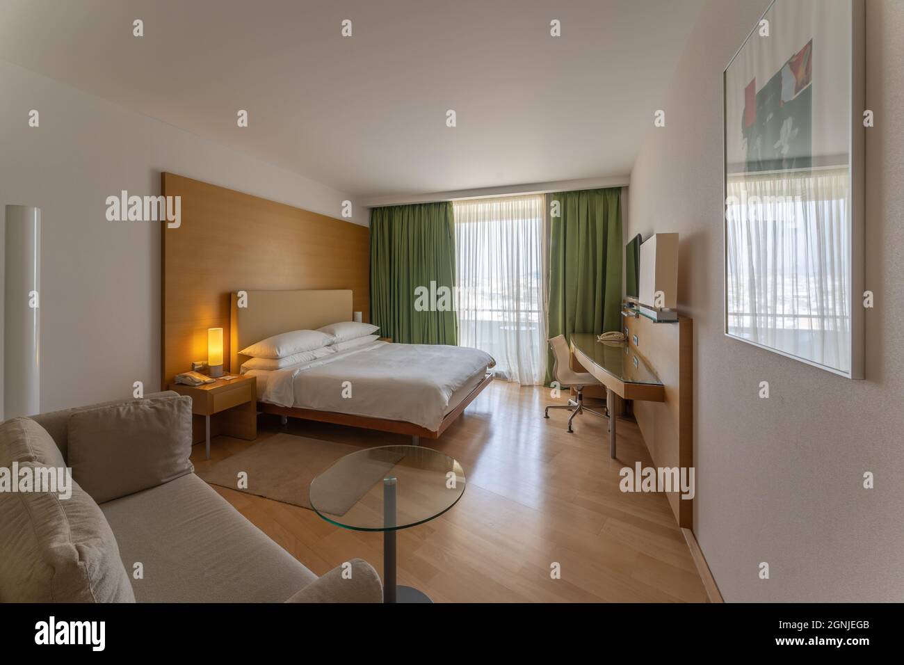 Modern luxury hotel room interior, Comfortable hotel bedroom Stock ...
