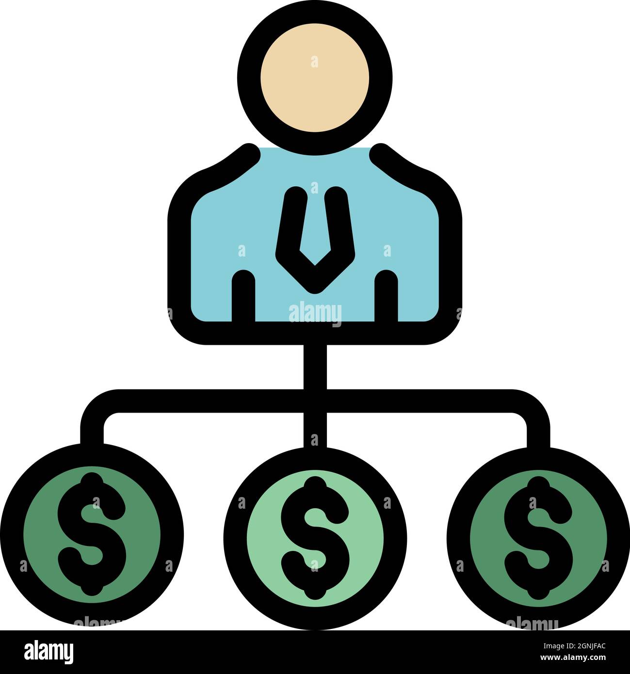 Manager money scheme icon. Outline manager money scheme vector icon ...