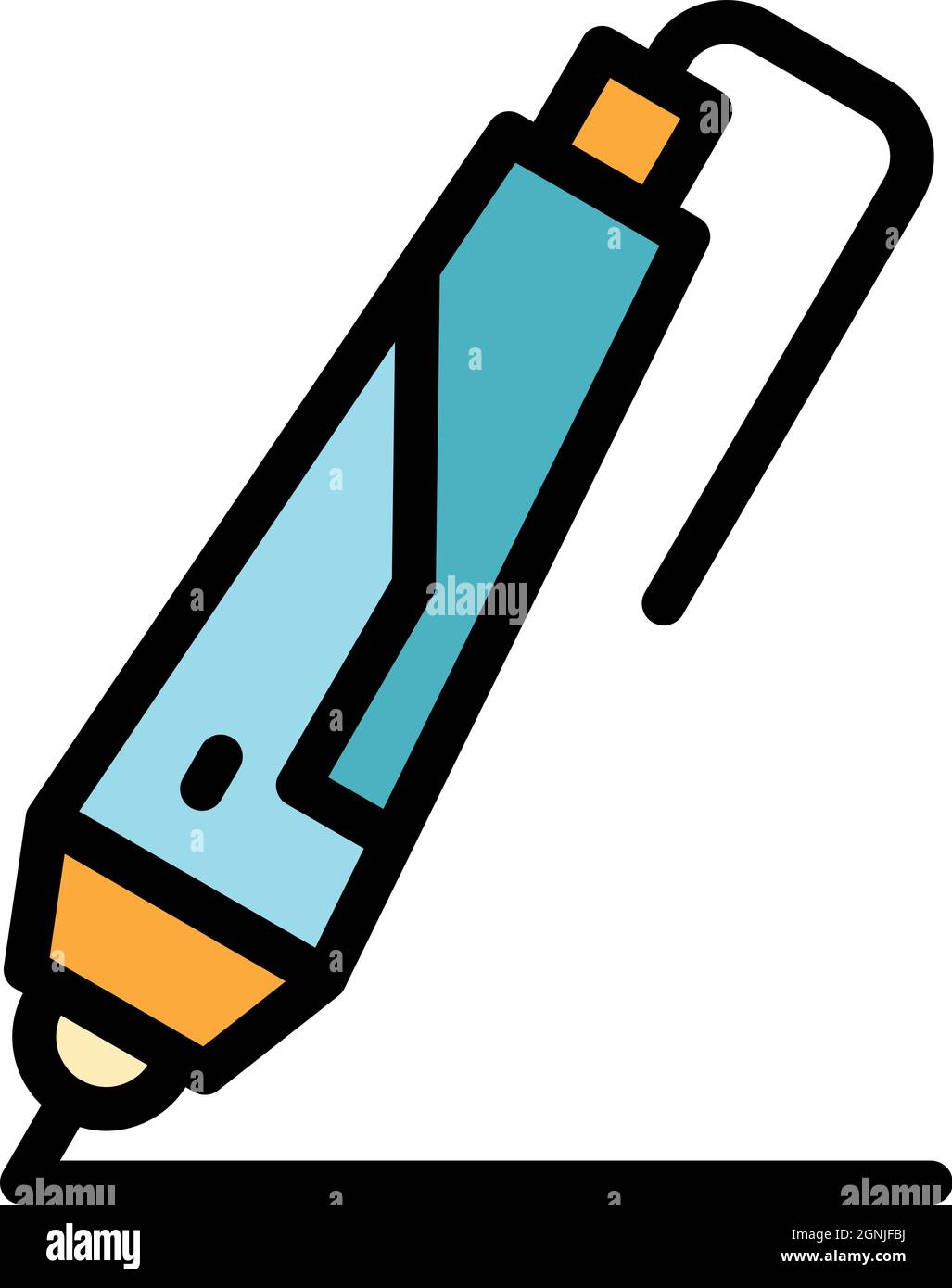 3d modern pen icon. Outline 3d modern pen vector icon color flat ...