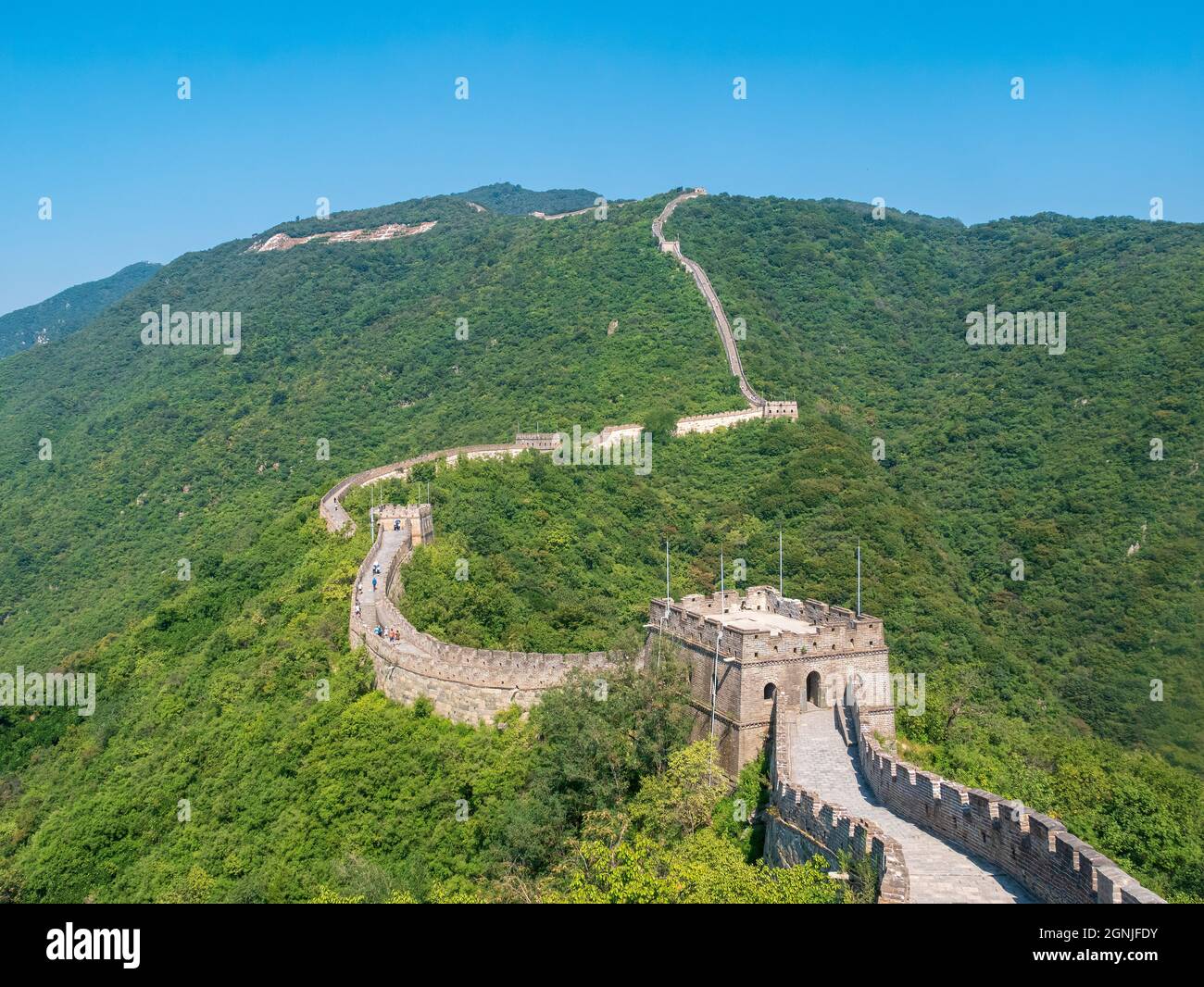 Scenic view of the Great Wall of china at Mutianyu in the summer ...