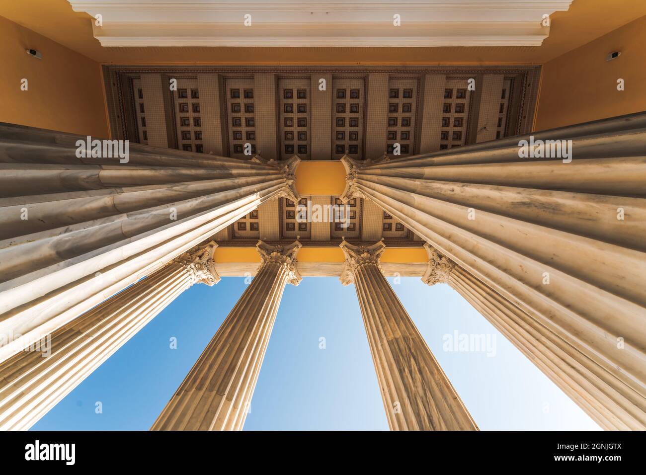 Marble columns and statues of Zappeion palace in Athens, Greece Stock ...