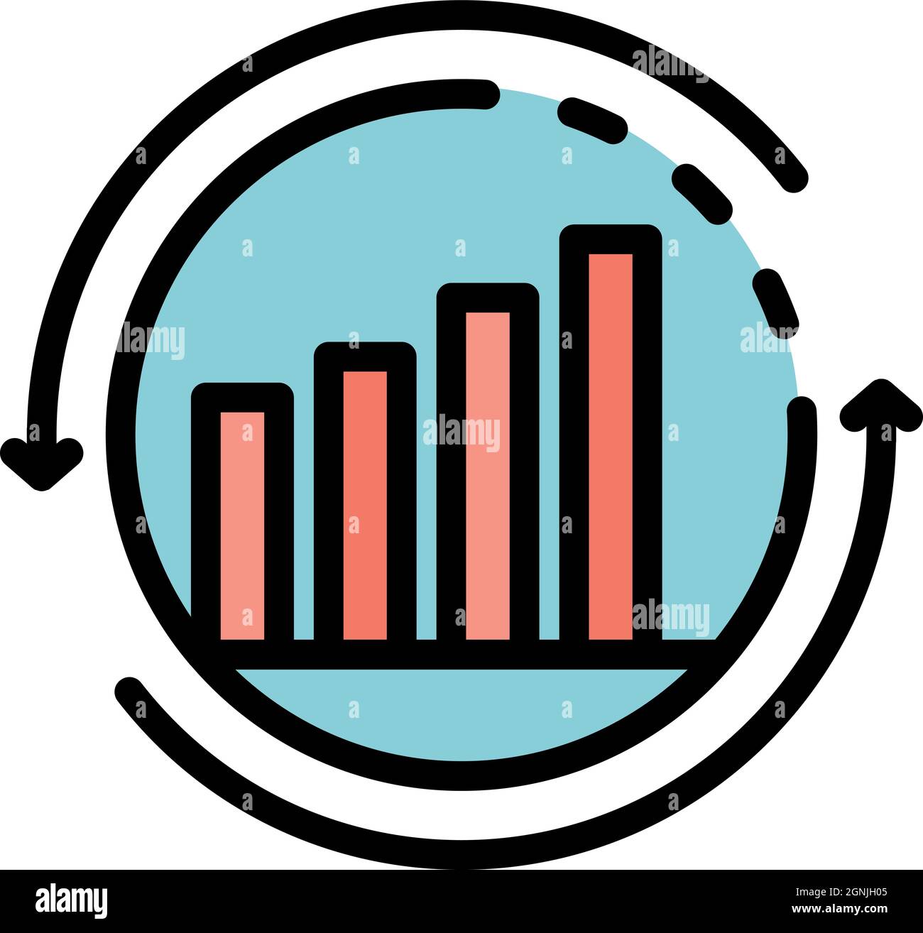 Recycle money graph icon. Outline recycle money graph vector icon color ...