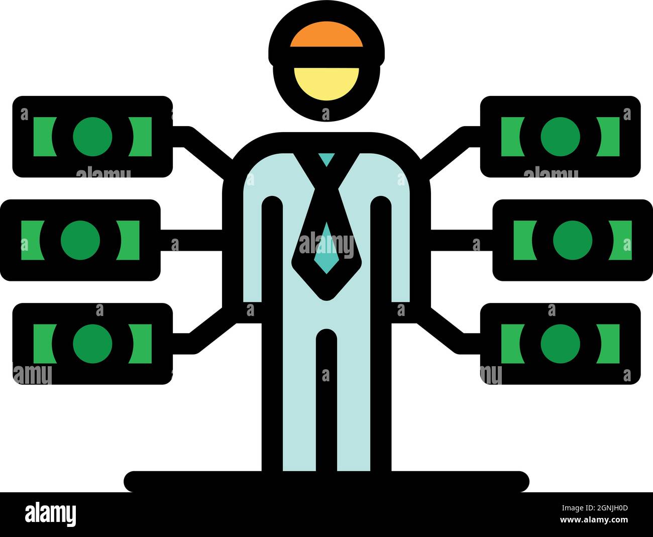 Broker money scheme icon. Outline broker money scheme vector icon color ...