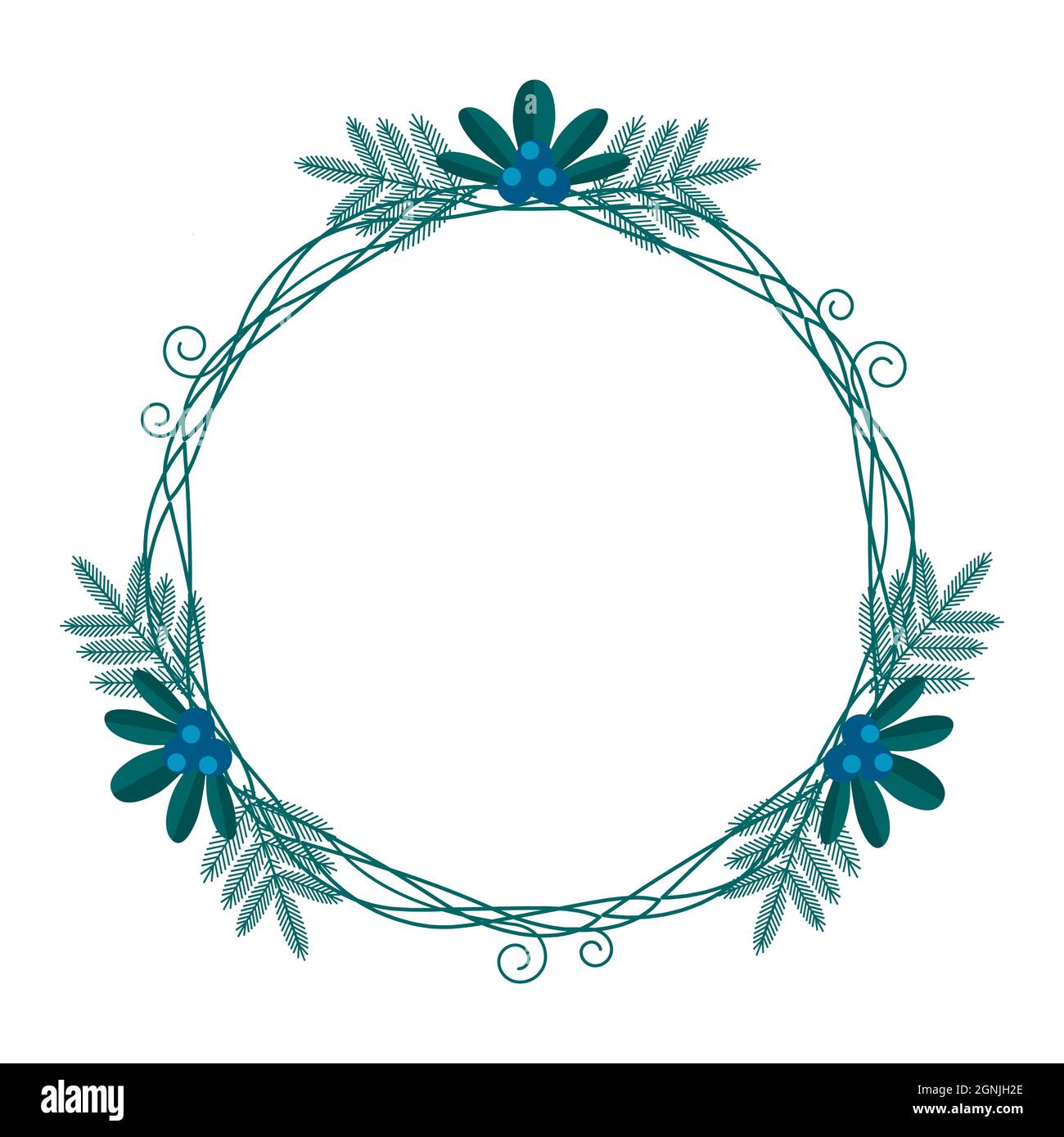 Merry Christmas floral round frame with winter plants frame - wreath in ...