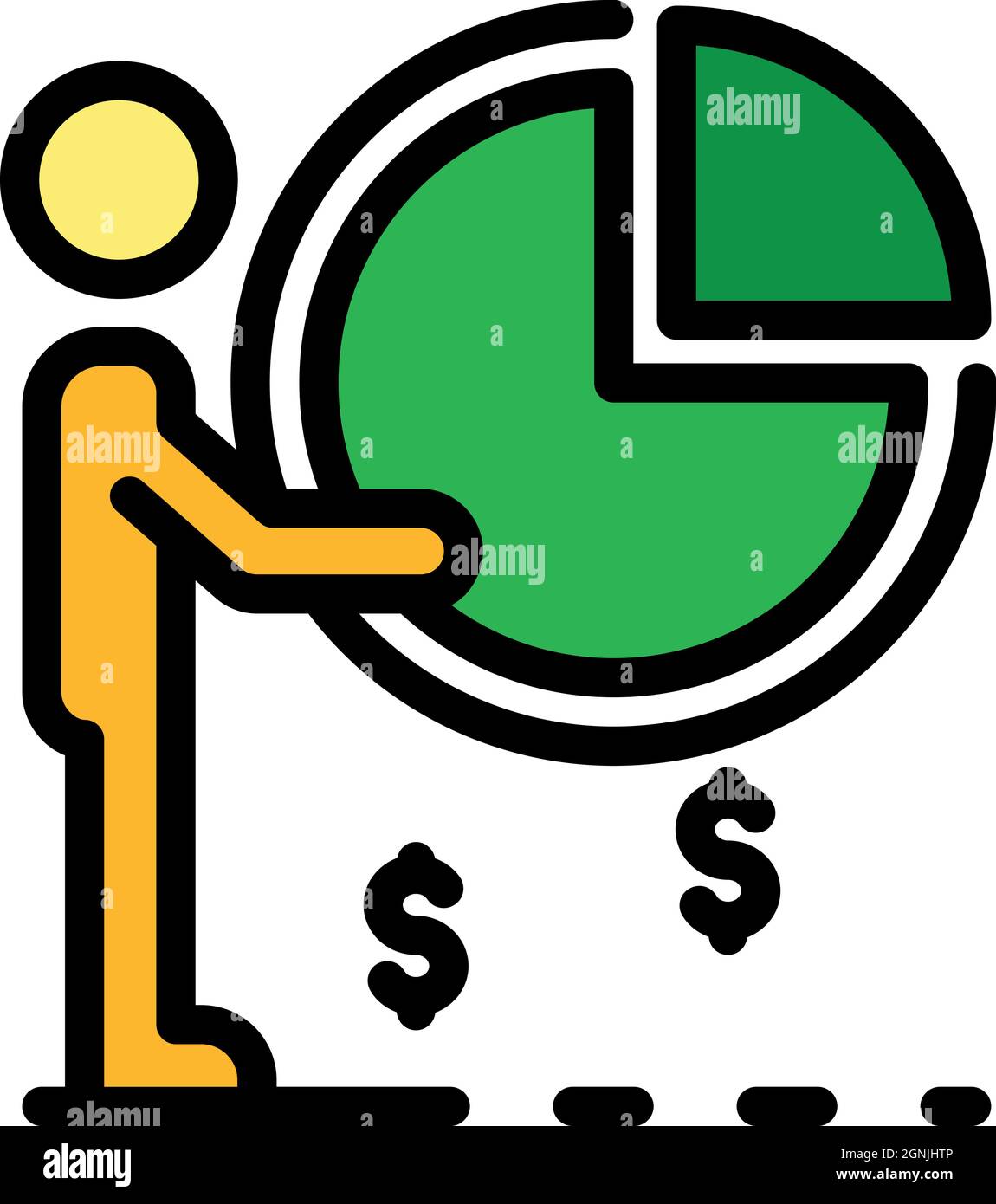Target money pie chart icon. Outline target money pie chart vector icon ...