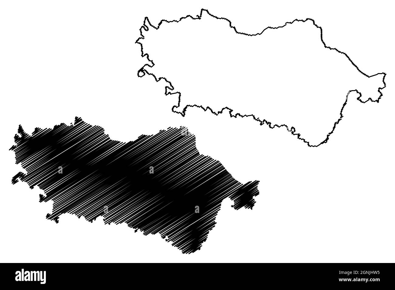 Faizabad district (Uttar Pradesh State, Republic of India) map vector ...