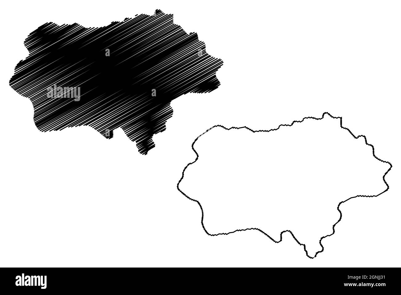 East Sikkim district (Sikkim State, Republic of India) map vector ...