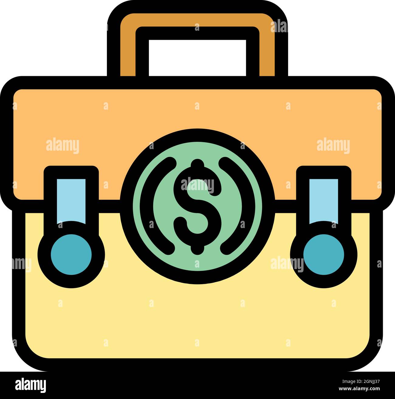 Money suitcase icon. Outline money suitcase vector icon color flat ...