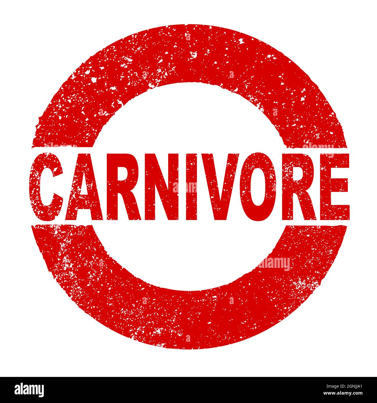 A red grunge rubber ink stamp with the text Carnivore over a white ...