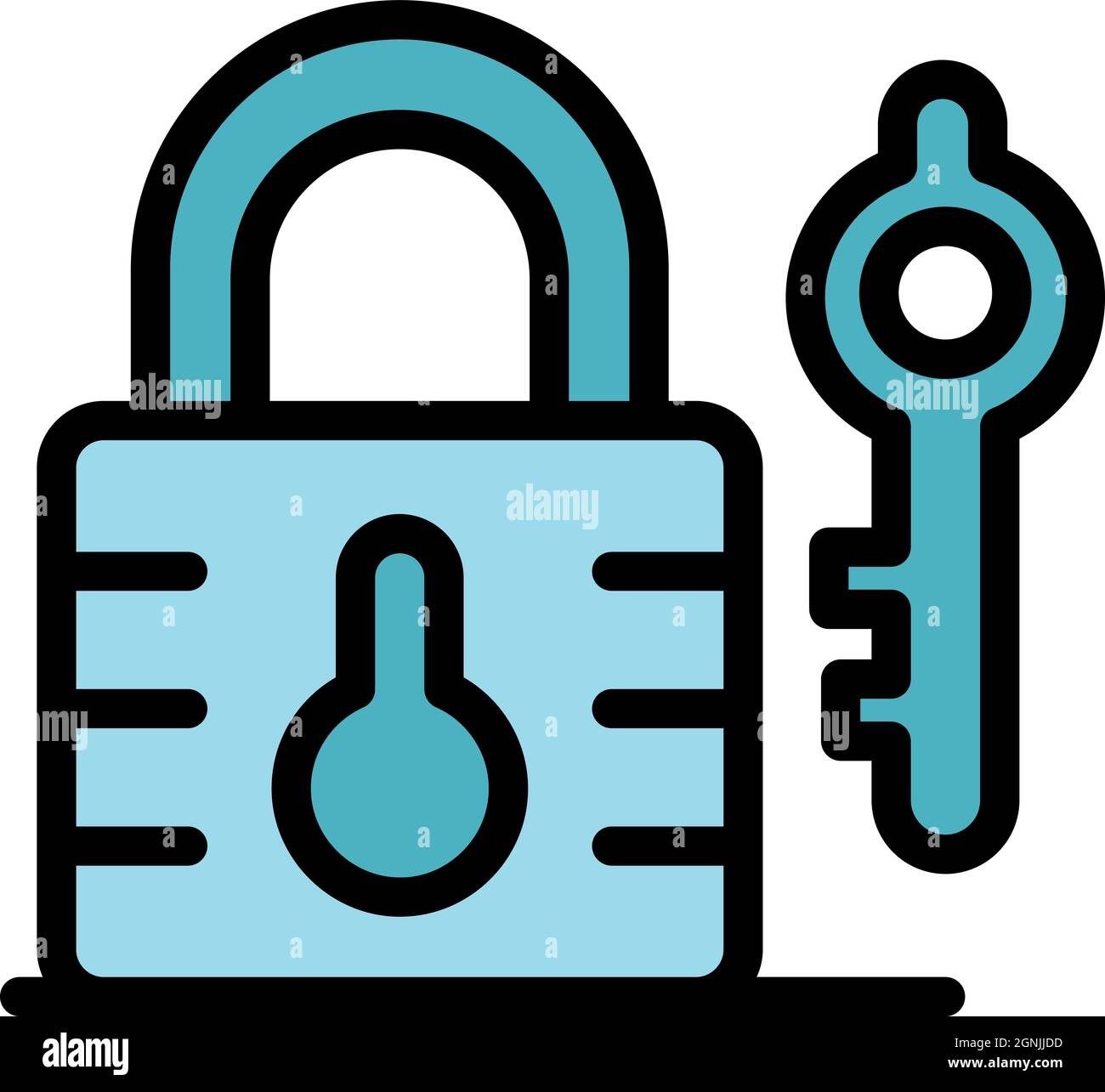 Lock and key icon. Outline lock and key vector icon color flat isolated ...