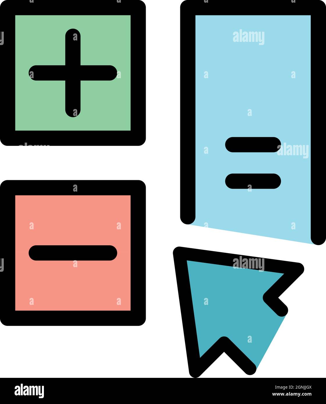 Basic calculator icon. Outline basic calculator vector icon color flat ... Basic calculator icon. Outline basic calculator vector icon color flat ...