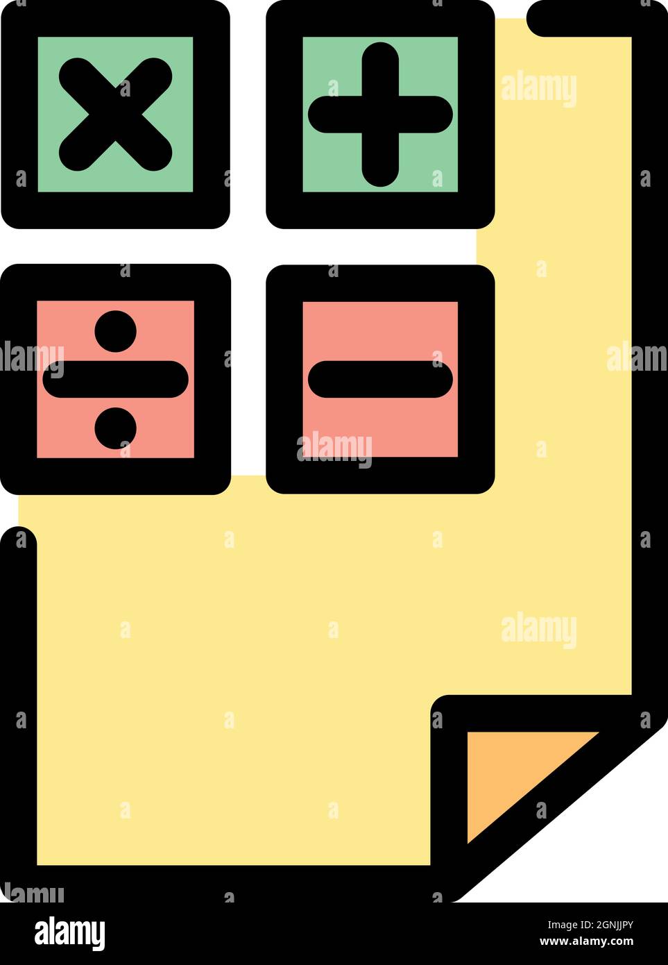 Calculation paper icon. Outline calculation paper vector icon color ...