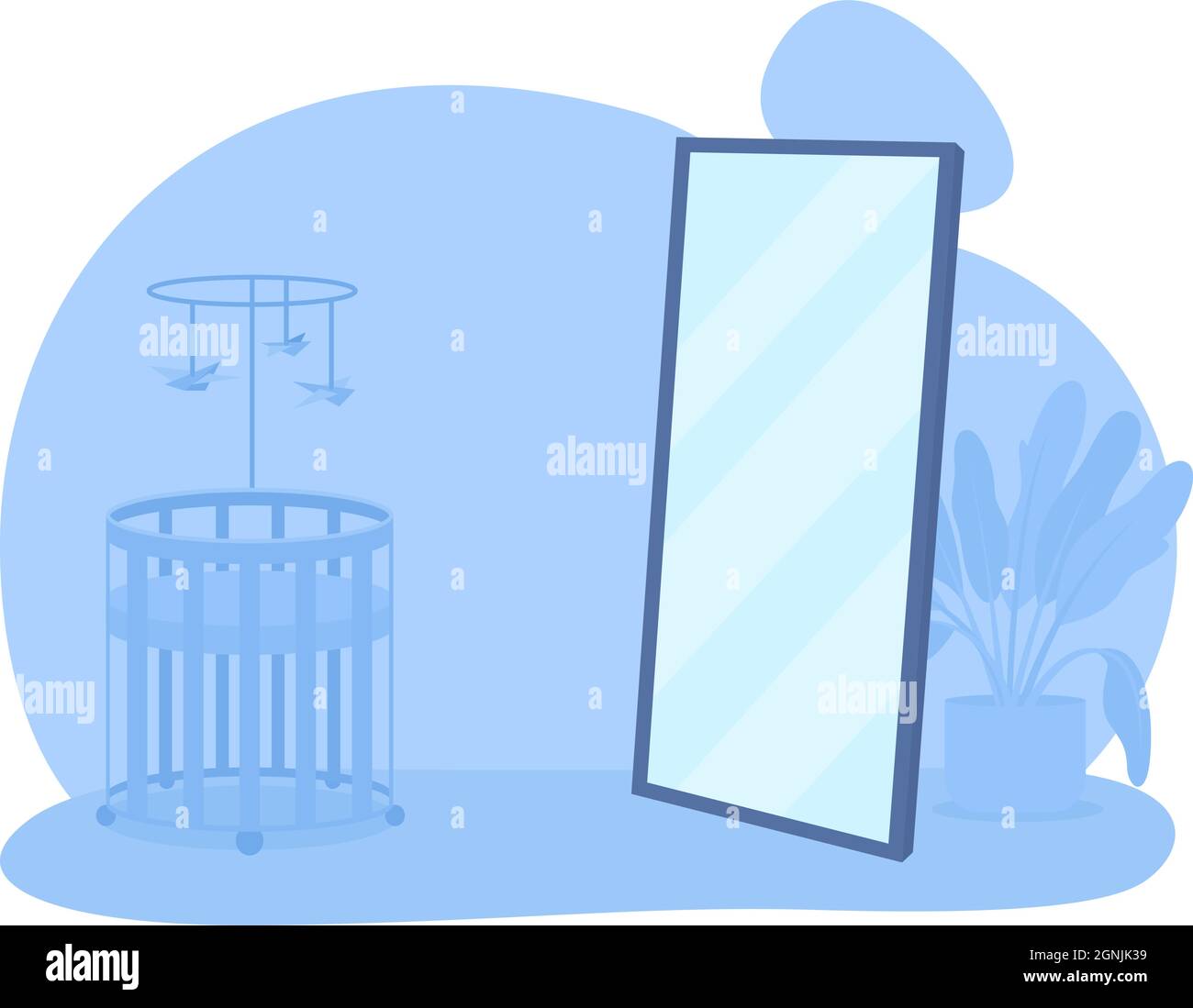 Nursery with mirror 2D vector isolated illustration Stock Vector Image ...