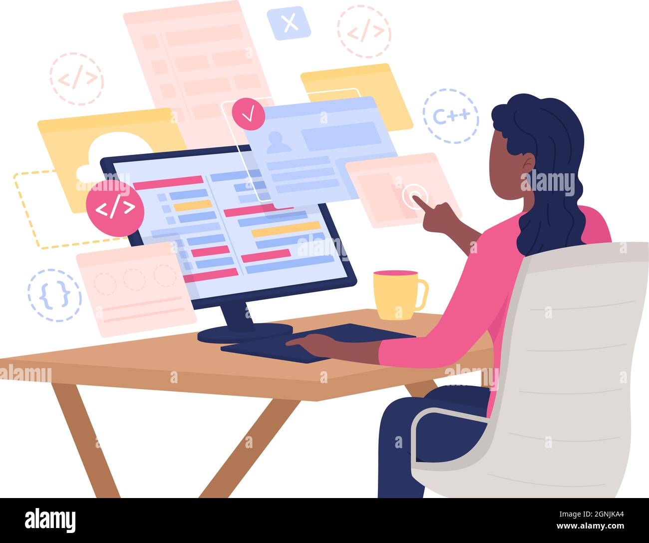 Software developer semi flat color vector character Stock Vector Image ... Software developer semi flat color vector character Stock Vector Image ...