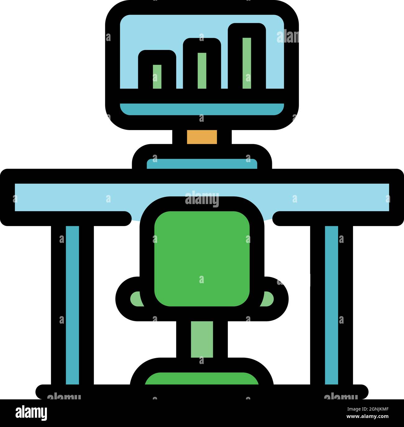 Trader home desktop icon. Outline trader home desktop vector icon color ...