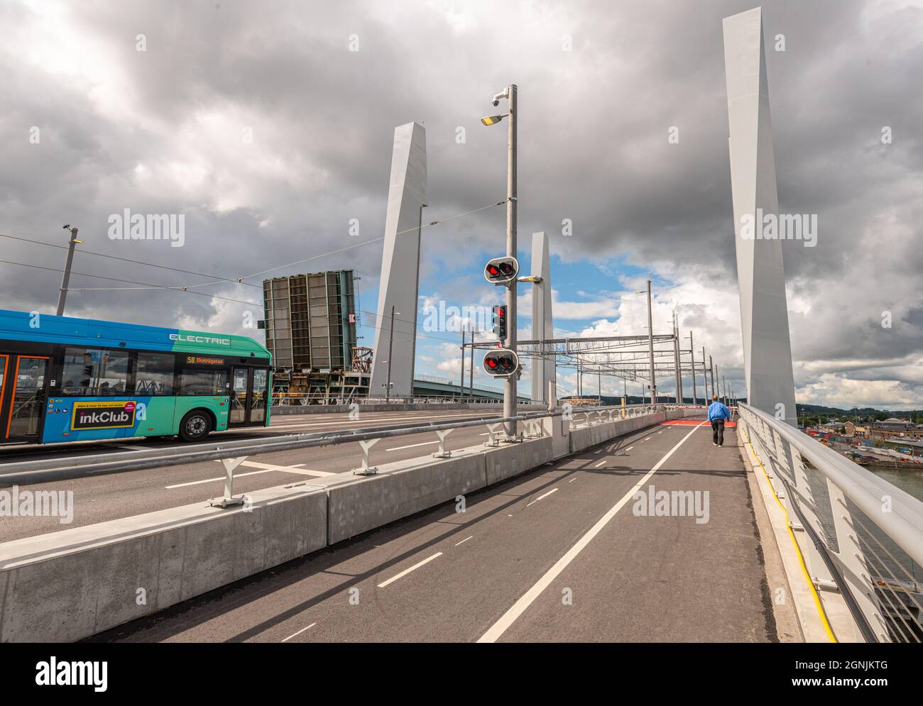 Gothenburg, Sweden - August 16 2021: Bridge opening at lift bridge ...